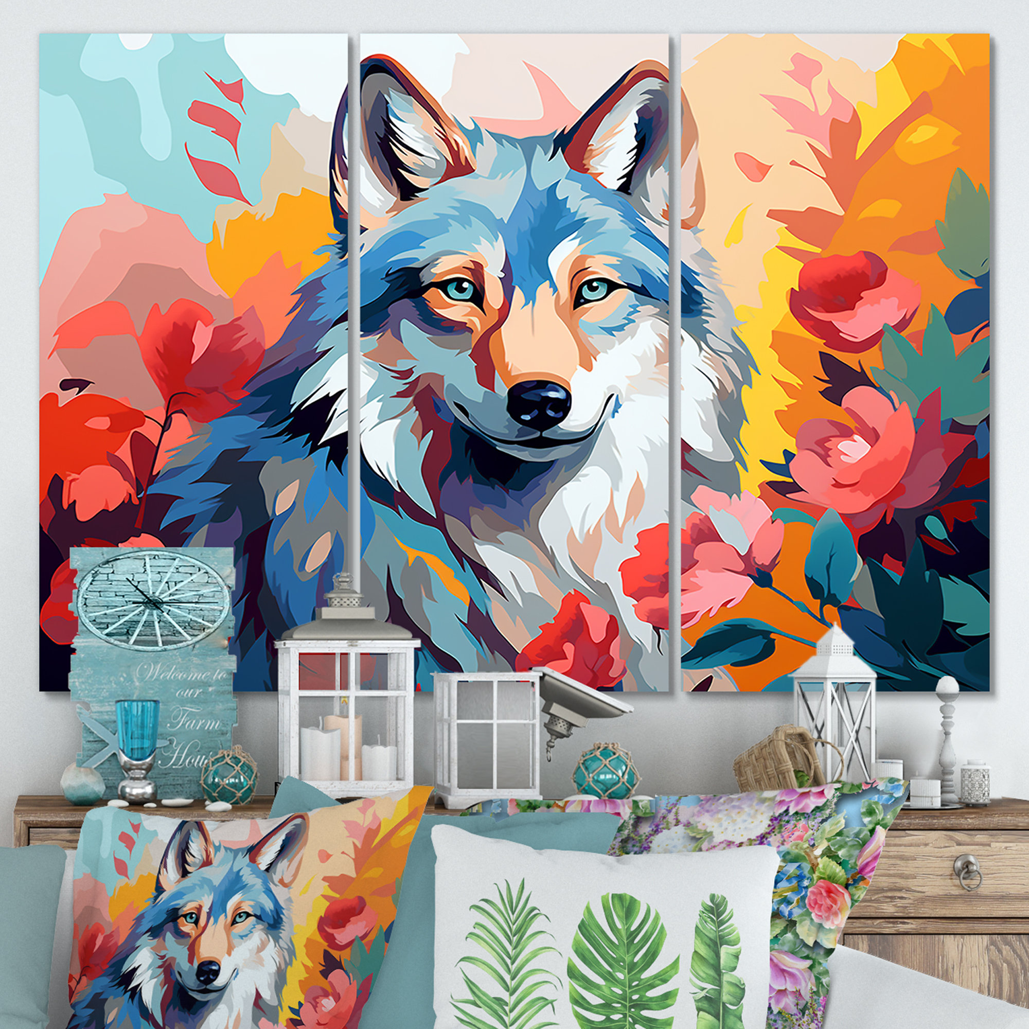 Winston Porter Impressionist Colorful Wolf Blooms I - Wolf Animal Wall ...