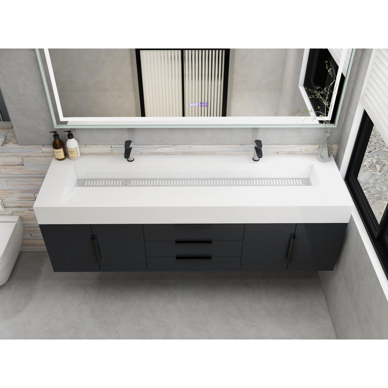 Latitude Run® Jessica 72'' Wall-Mounted Single Bathroom Vanity | Wayfair