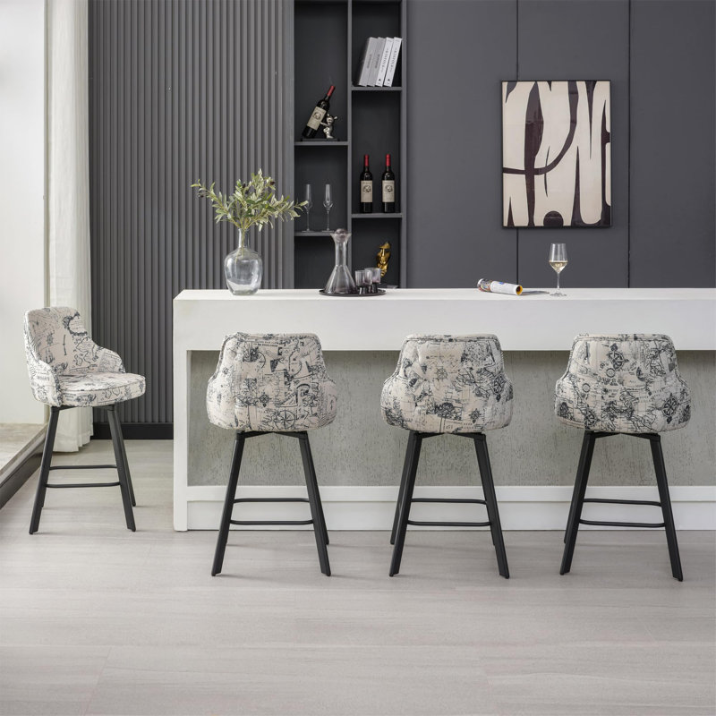 George Oliver Bar Stools Set of 2/3/4, 26/30" Swivel High Back Bar ...