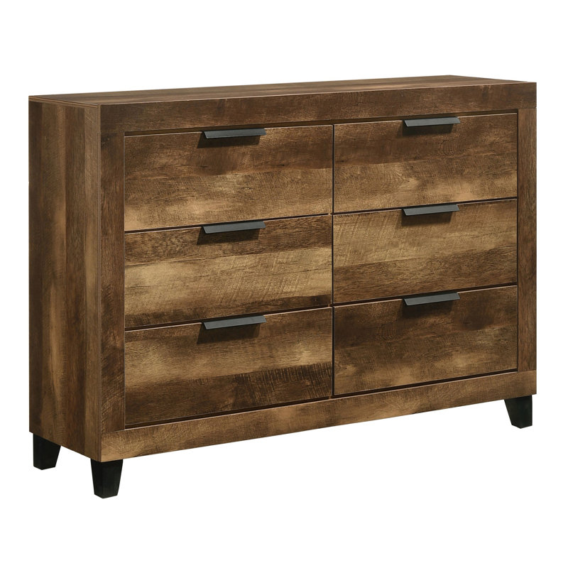 Millwood Pines Wyles Rustic Oak 6-Drawer Double Dresser | Wayfair