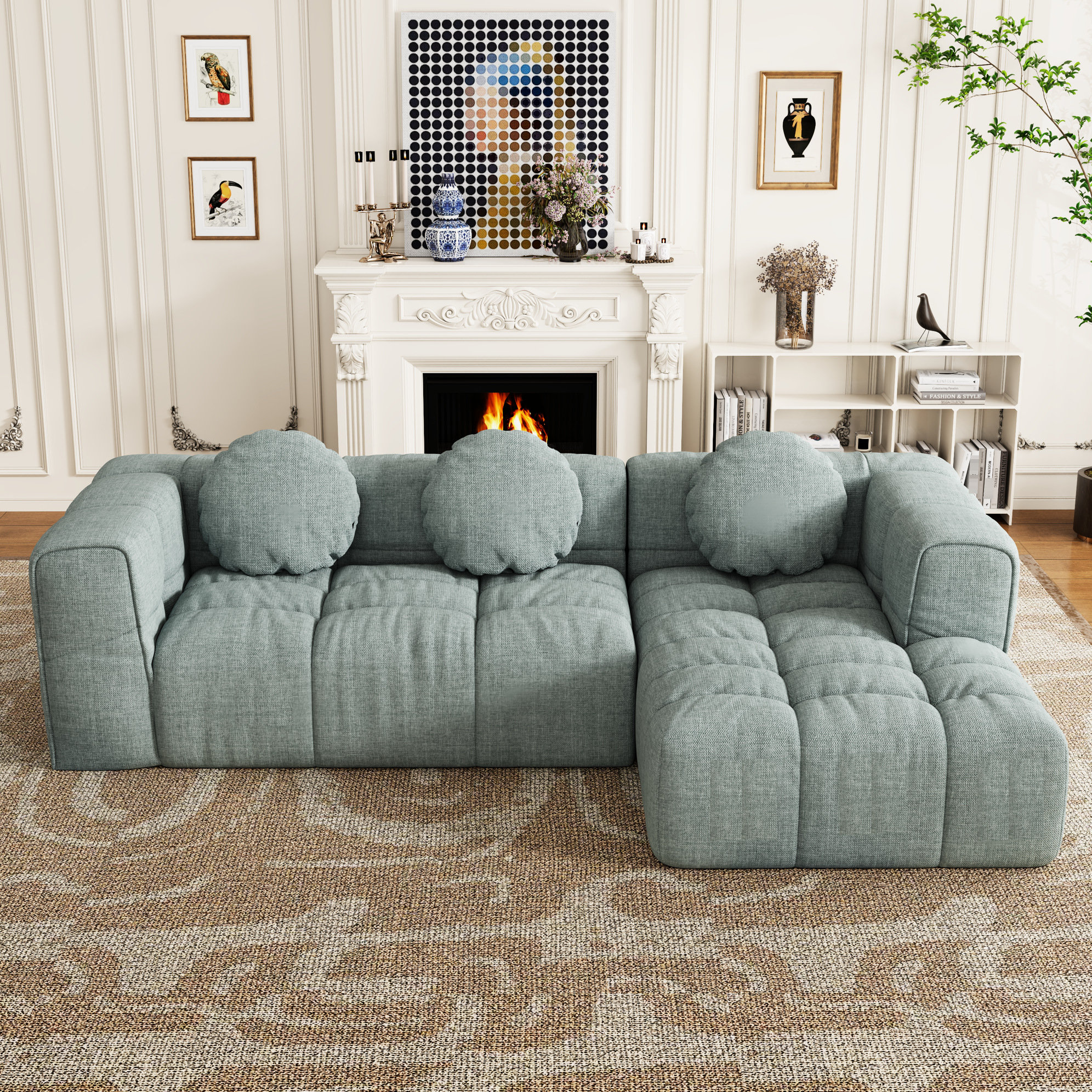 Latitude Run® Contemporary Comfy Bedroom Sectional - 103" L-shape, Foam ...