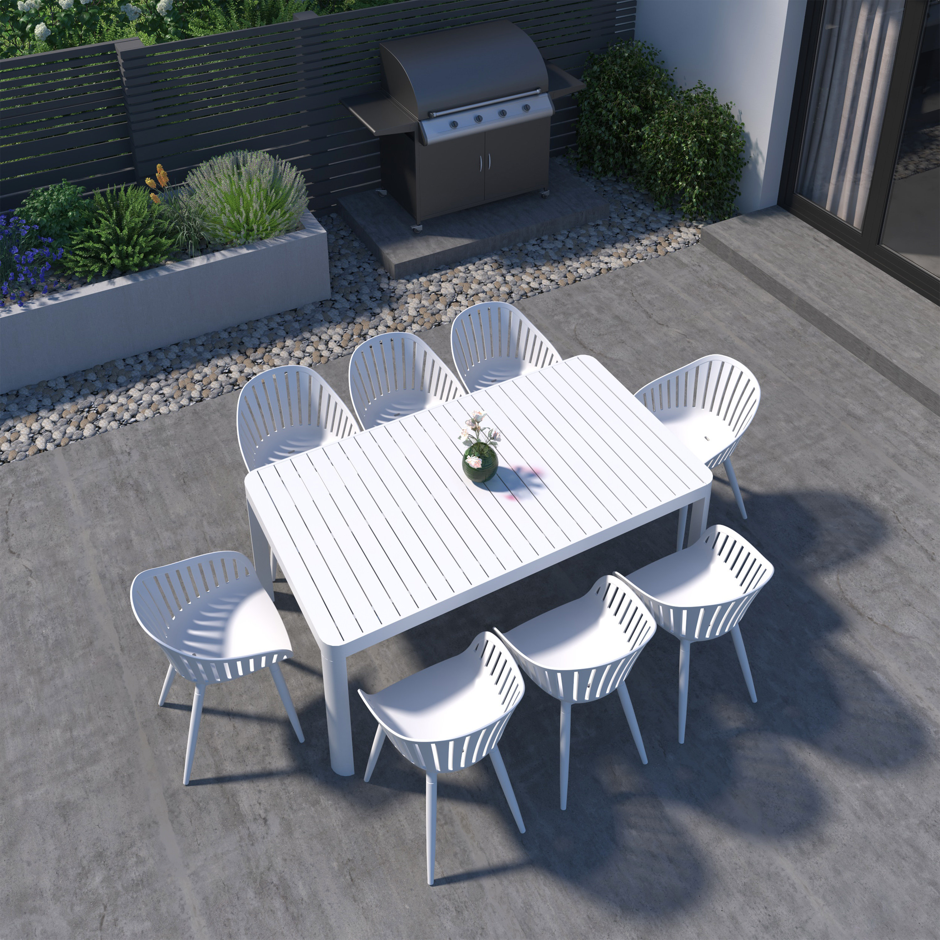 Hokku Designs Amazonia Milky Extendable Outdoor Patio Aluminum And ...
