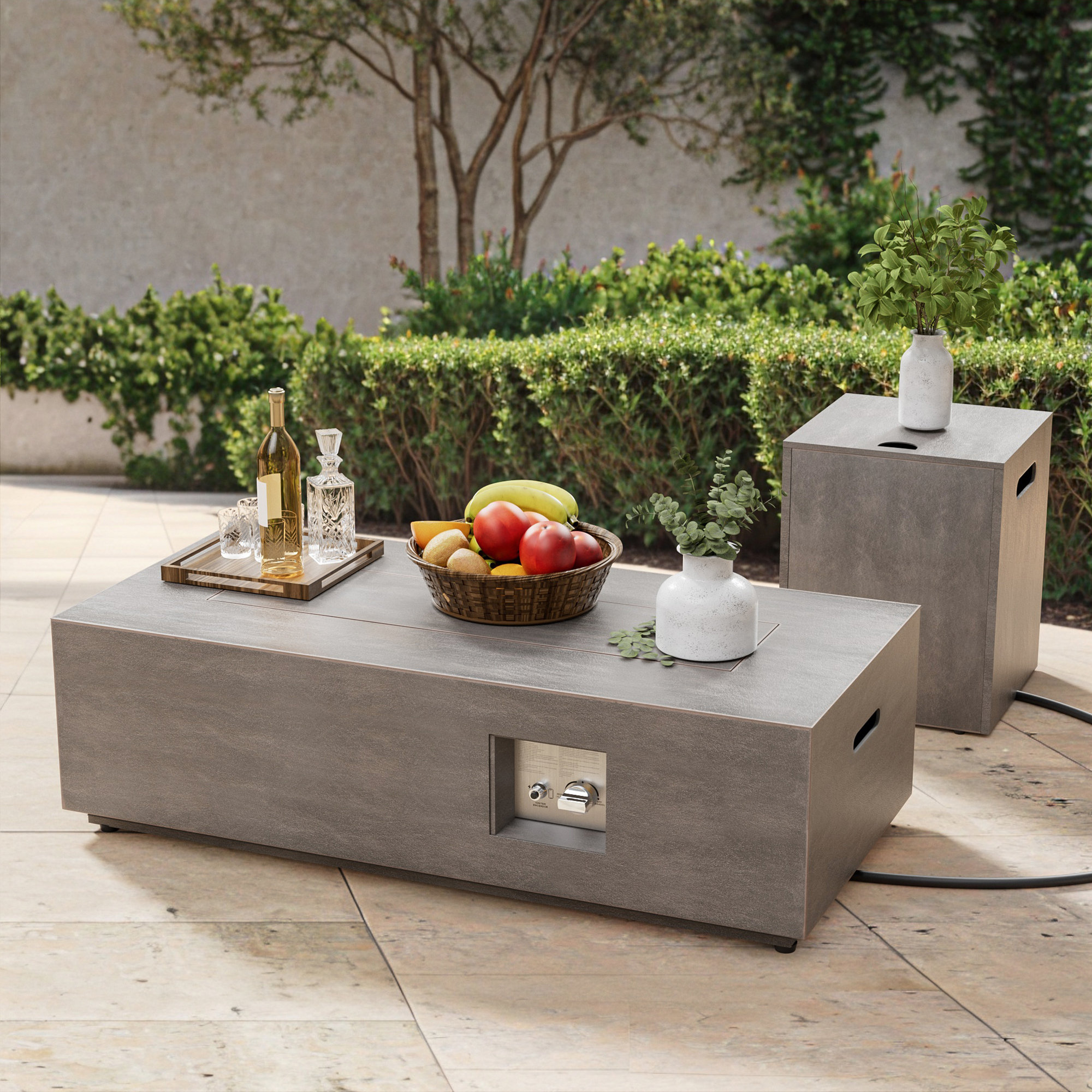 Latitude Run® Joycie 12.6’’ H x 42’’ W Metal Propane Outdoor Gas Fire ...