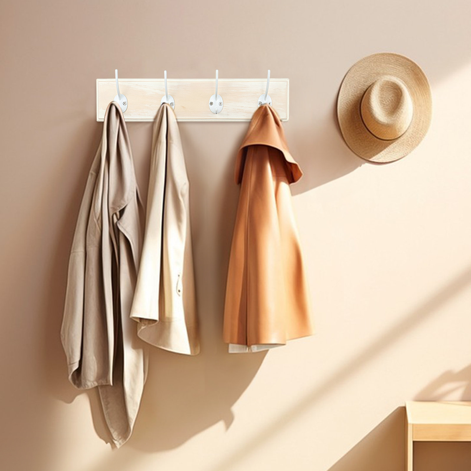 Winston Porter Myrtia Solid Wood Wall Mounted 4 - Hook Coat Rack ...