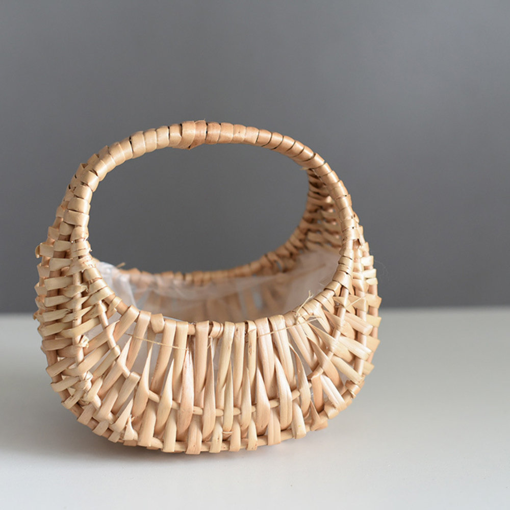Bay Isle Home™ Panier en osier en rotin avec panier et demi-lune en ...