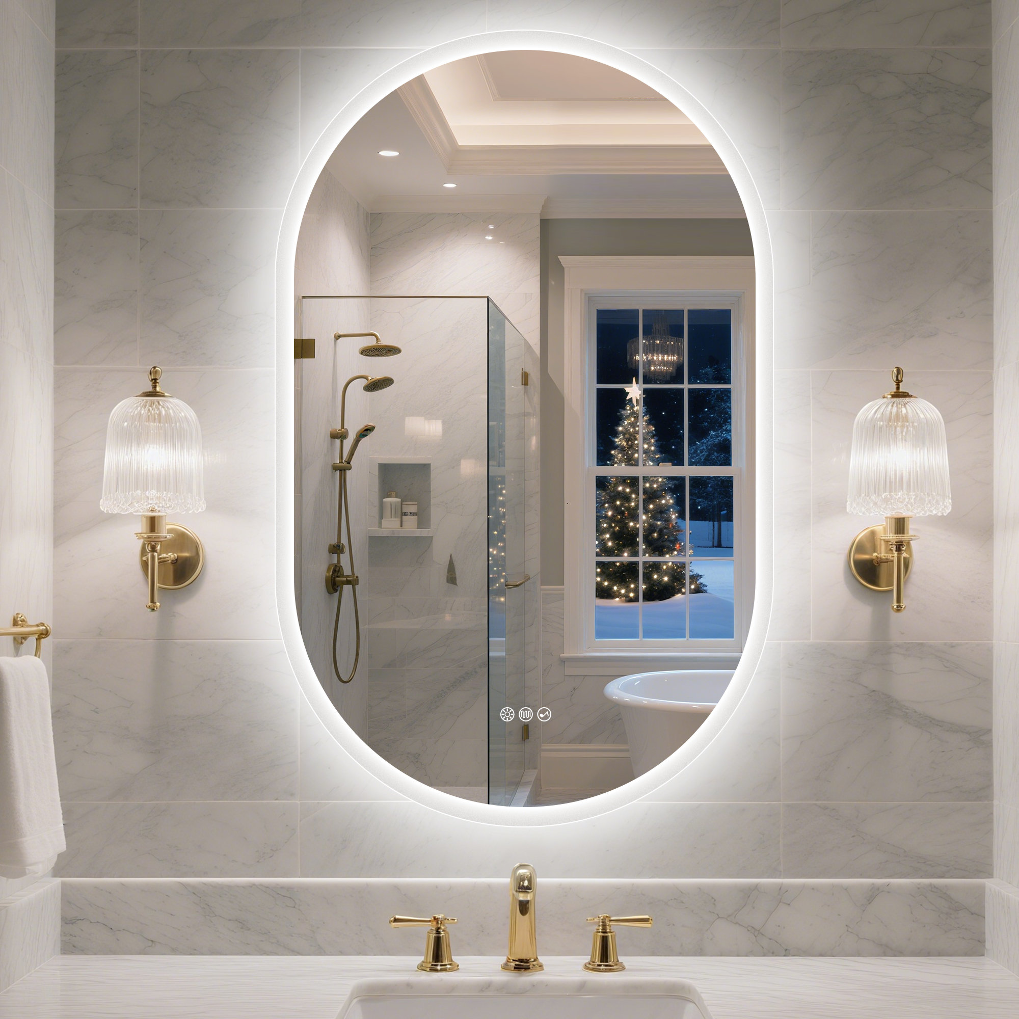 Brayden Studio® Ahmiyah Oval LED-Bathroom-Mirror/ Anti-Fog/ Dimmable ...