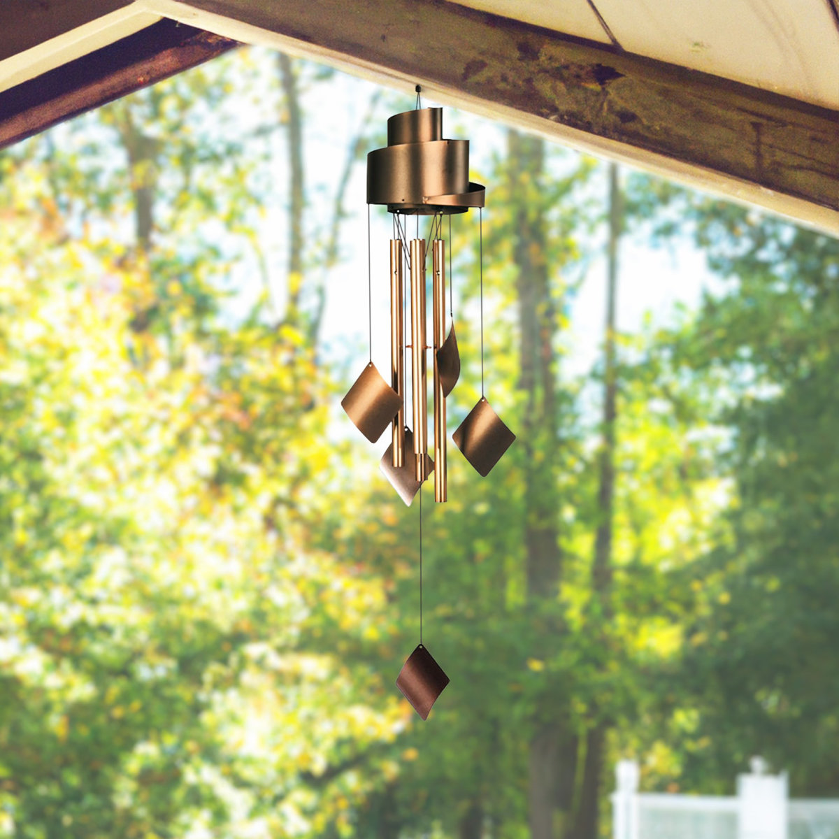 Arlmont & Co. Ribaldo 32" Long Bronze Copper Contemporary Wind Chime ...