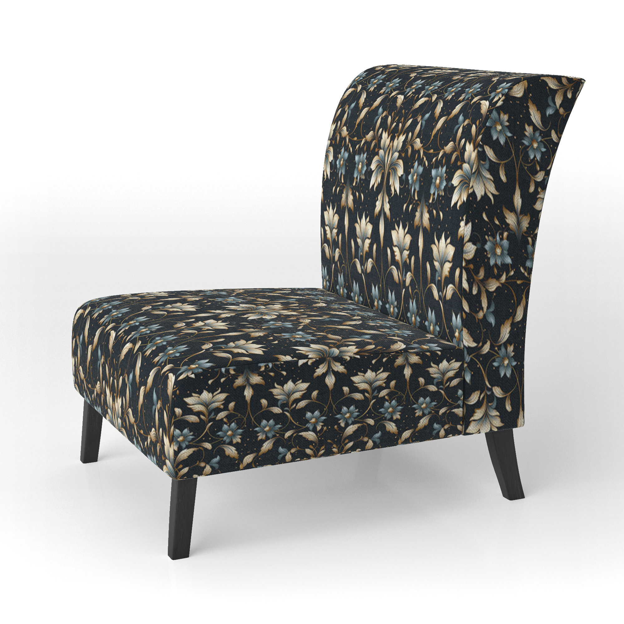 Red Barrel Studio® Blue And Golden Luxury Flower Pattern I ...