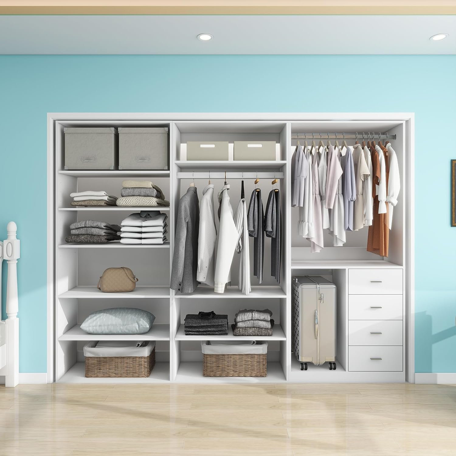 Latitude Run® Closet System , Built in Closet with 2 Drawers, Modern ...