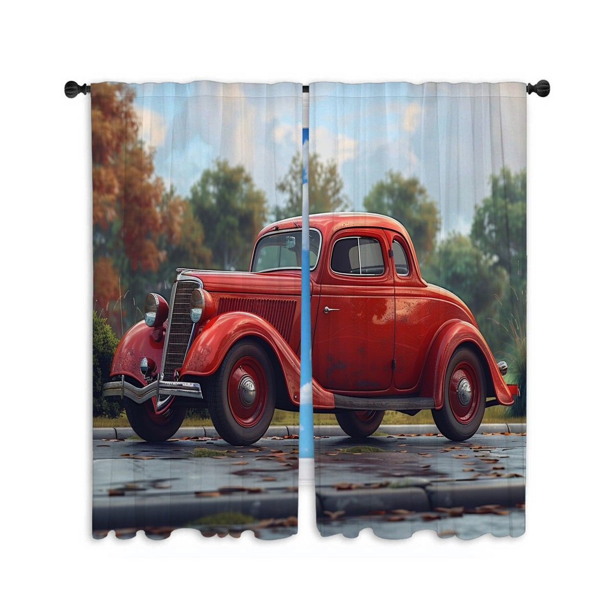 VisionDecor 11984_Classic Car Window Curtains Transportation Retro ...