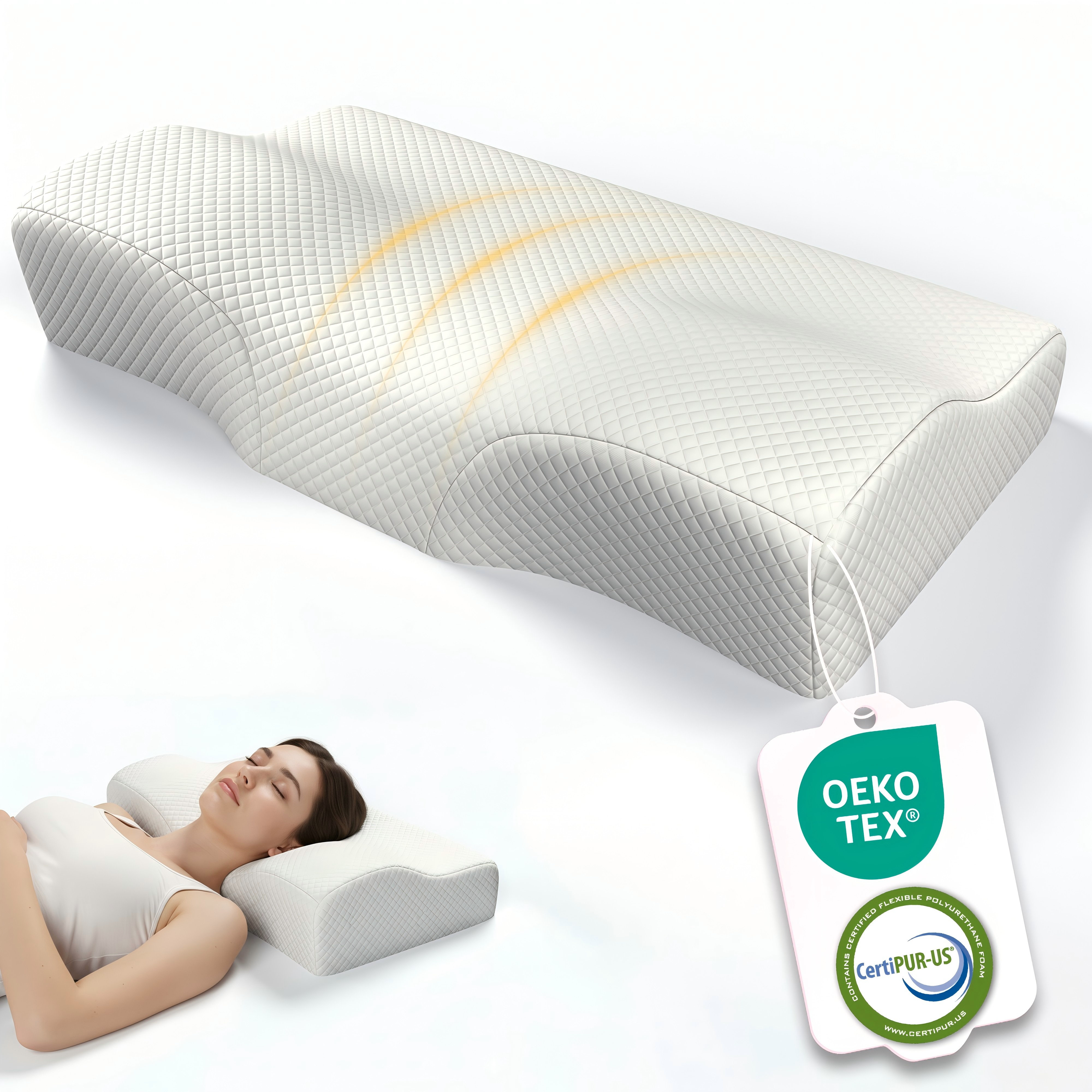 White Noise Pressure-Relieving Memory Foam Pillow with Medium Firmness ...