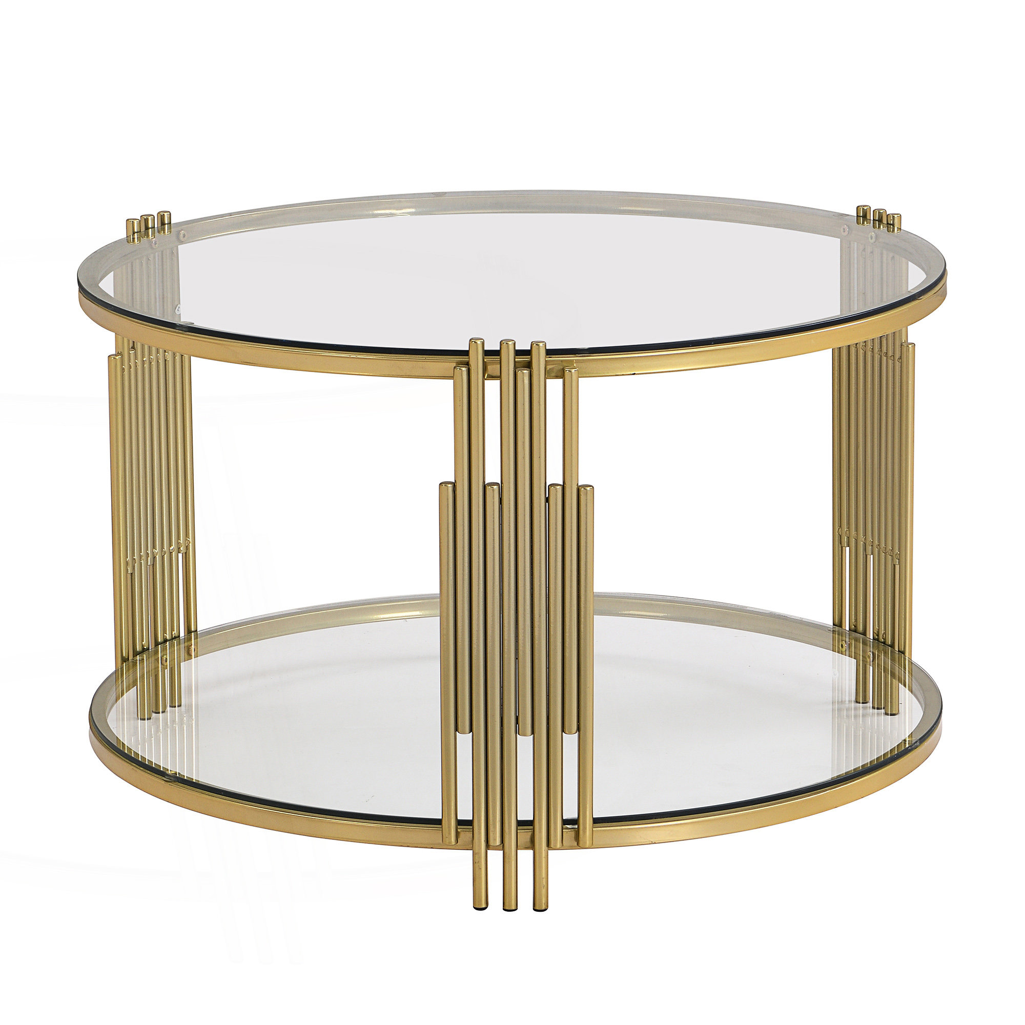 Latitude Run® Modern Coffee Table, Circular Metal Drum Base Table ...