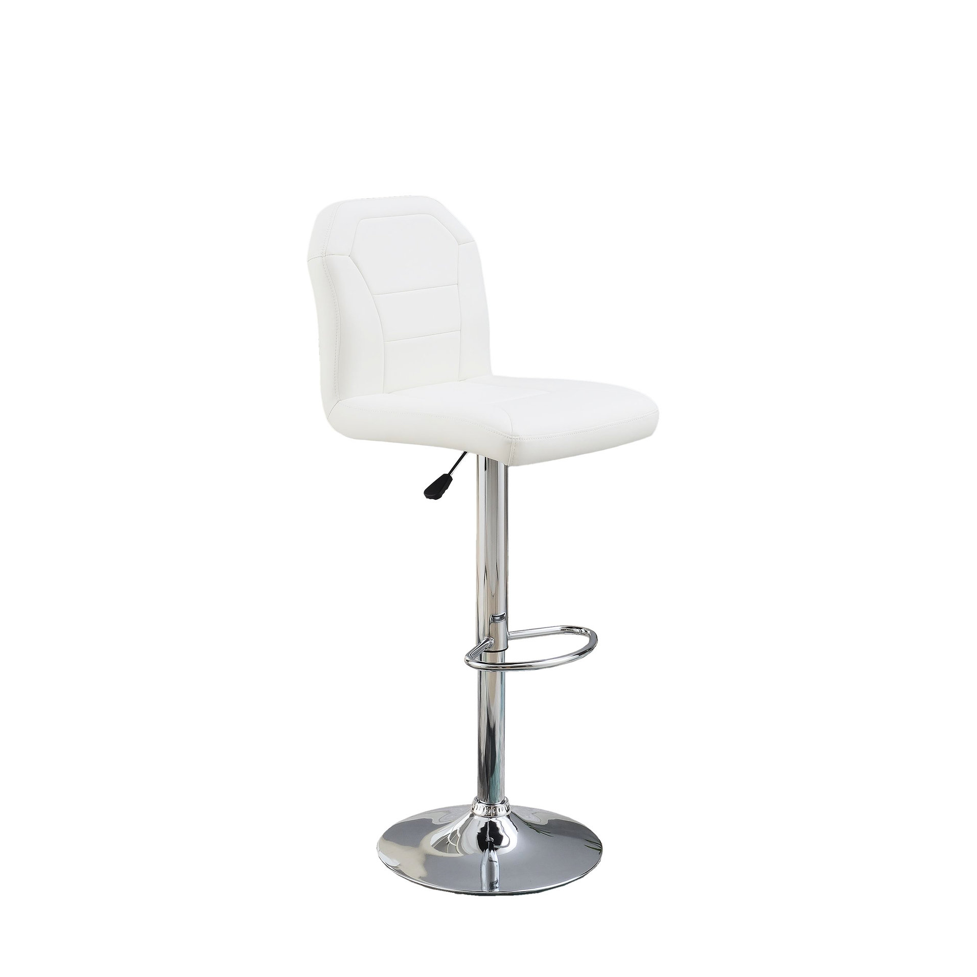 Ivy Bronx White Faux Leather Bar Stool With Stable Chromed Metal Frame ...