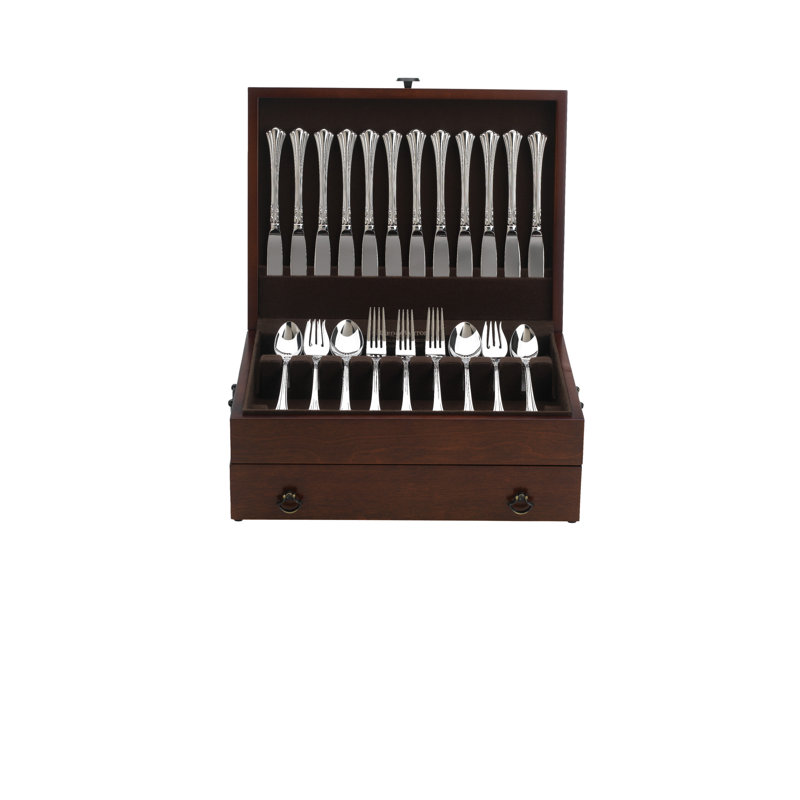 Reed & Barton Bristol Cherry Brown Silverware Chest with Brown Lining ...