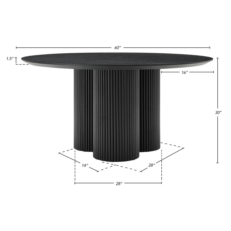 Wrought Studio™ Iskandar 60'' Dining Table Ash Solid Wood Pedestal ...