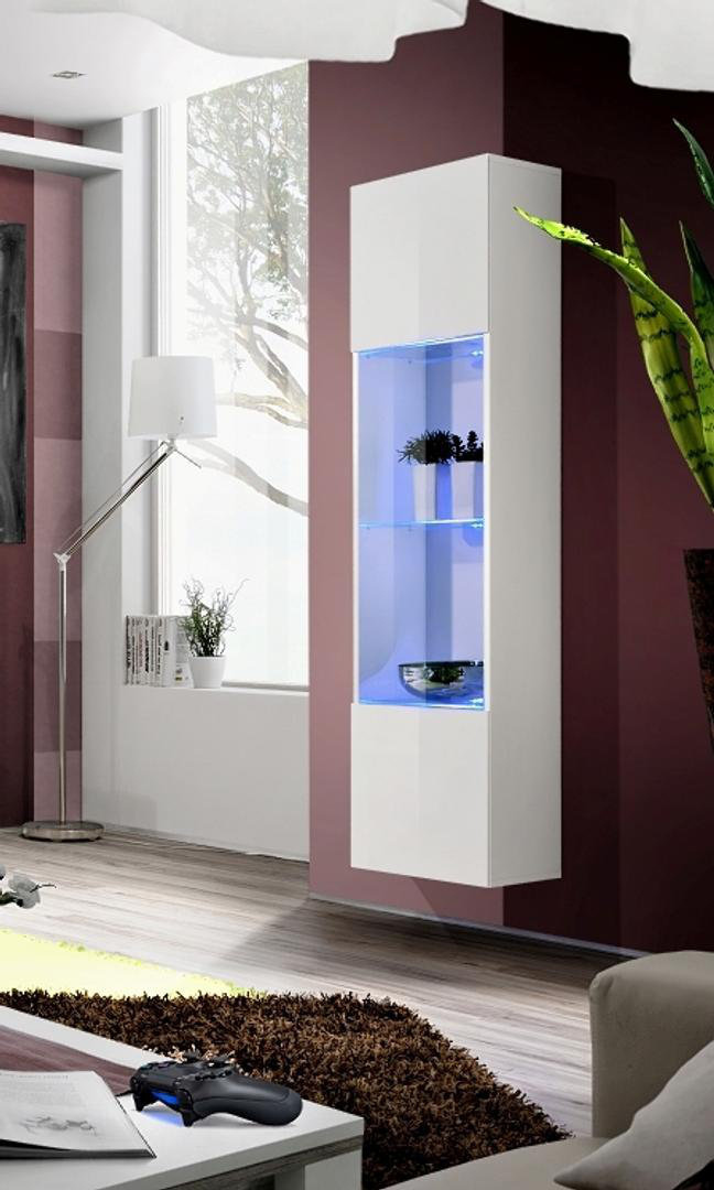 17 Stories Fly 42 White Tall Display Cabinet 40cm - Sleek LED Showcase ...