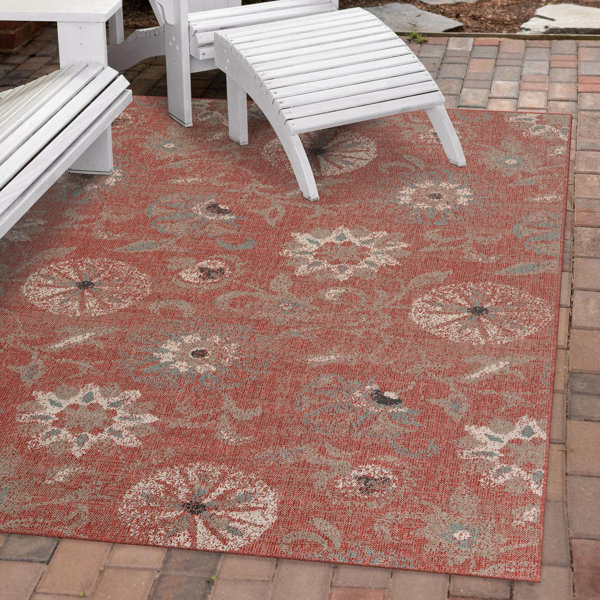 Unique Loom Outdoor Botanical Floral Rug - Wayfair Canada
