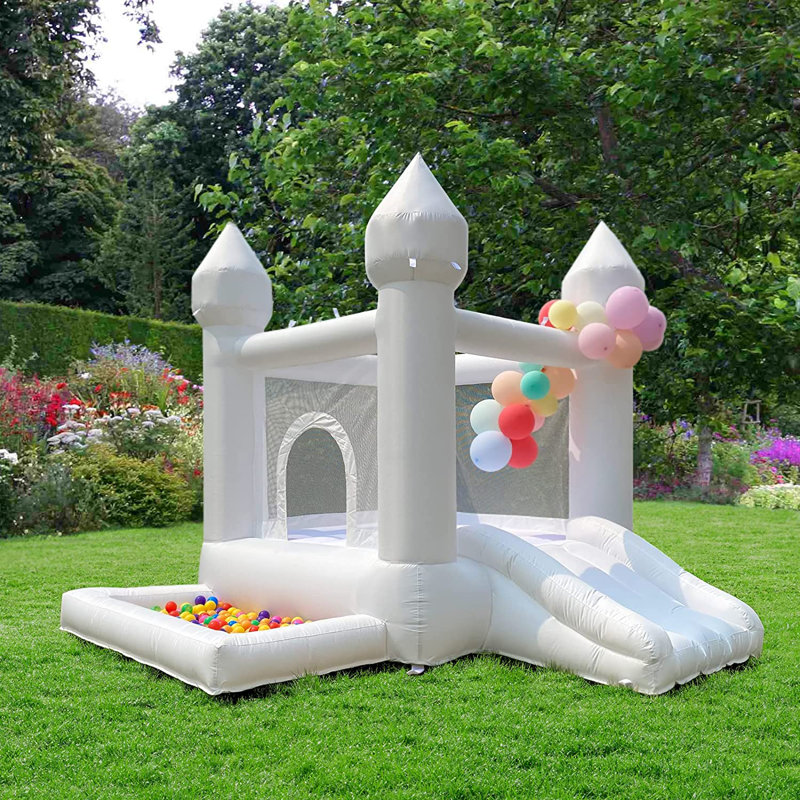 Connsann 9' x 9' Oxford White Bounce House with Slide and Air Blower ...