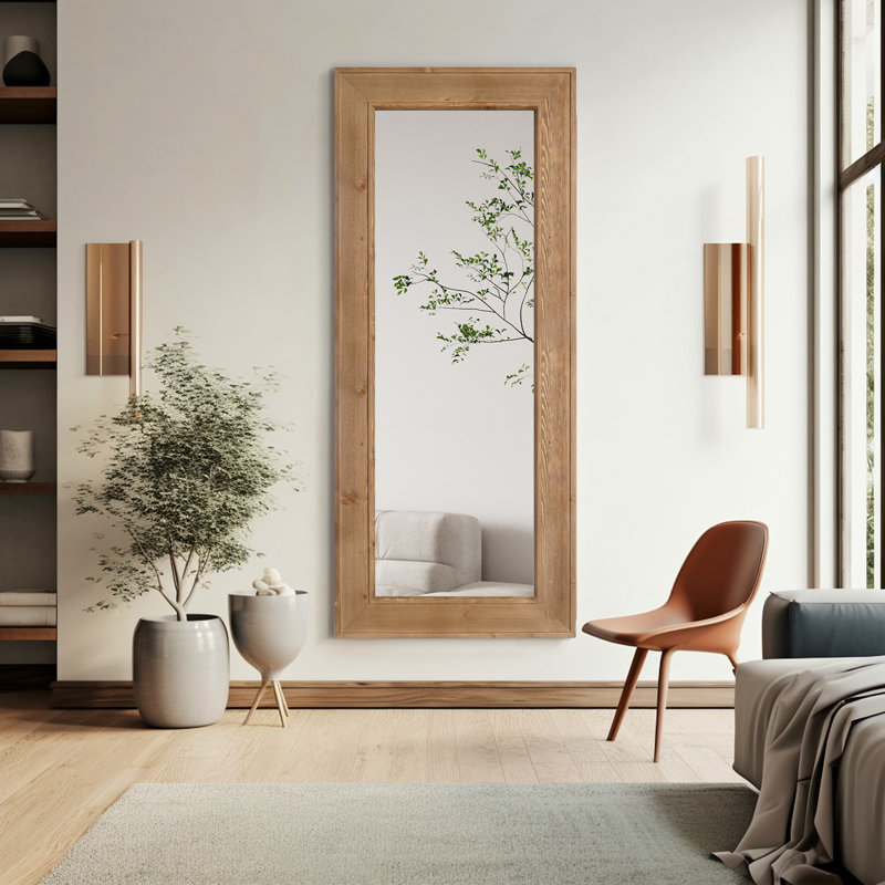 Millwood Pines Rustic Rectangle Wood Mirror for Bathroom Farmhouse ...