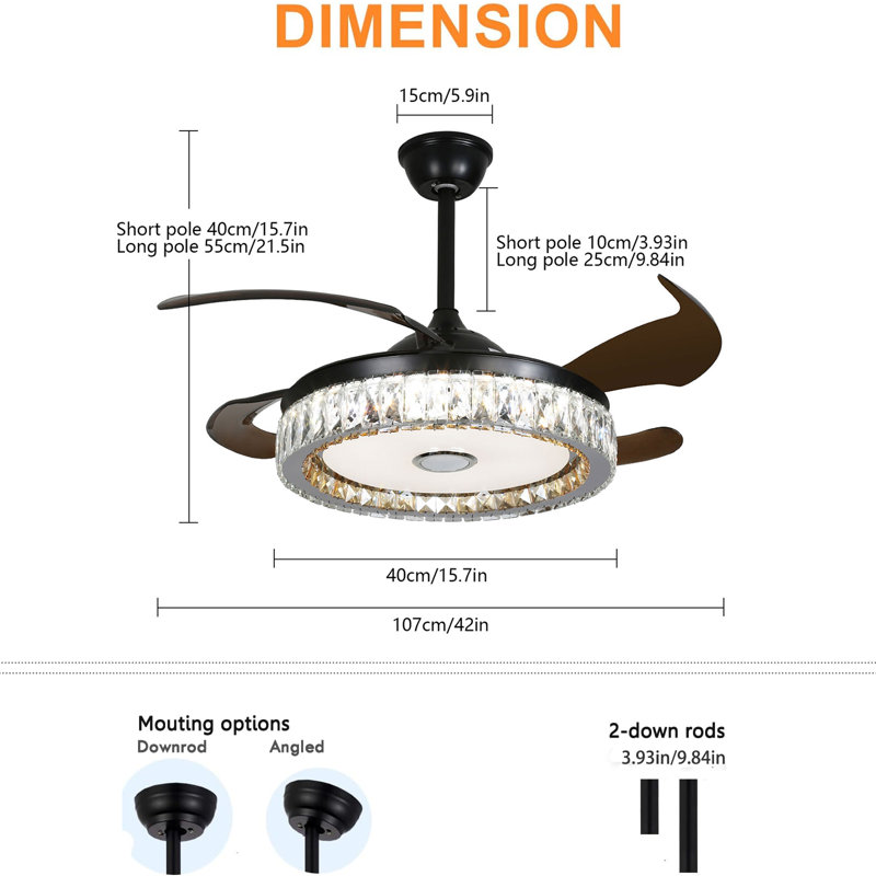 Mercer41 42 Inch Ceiling Fan W/ 7 Light Colors | Wayfair