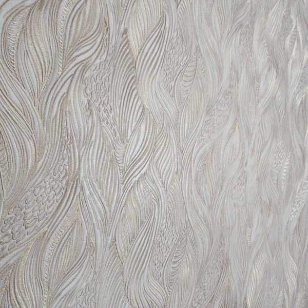 Wrought Studio™ Gold silver metallic heavy textured wave lines faux ...