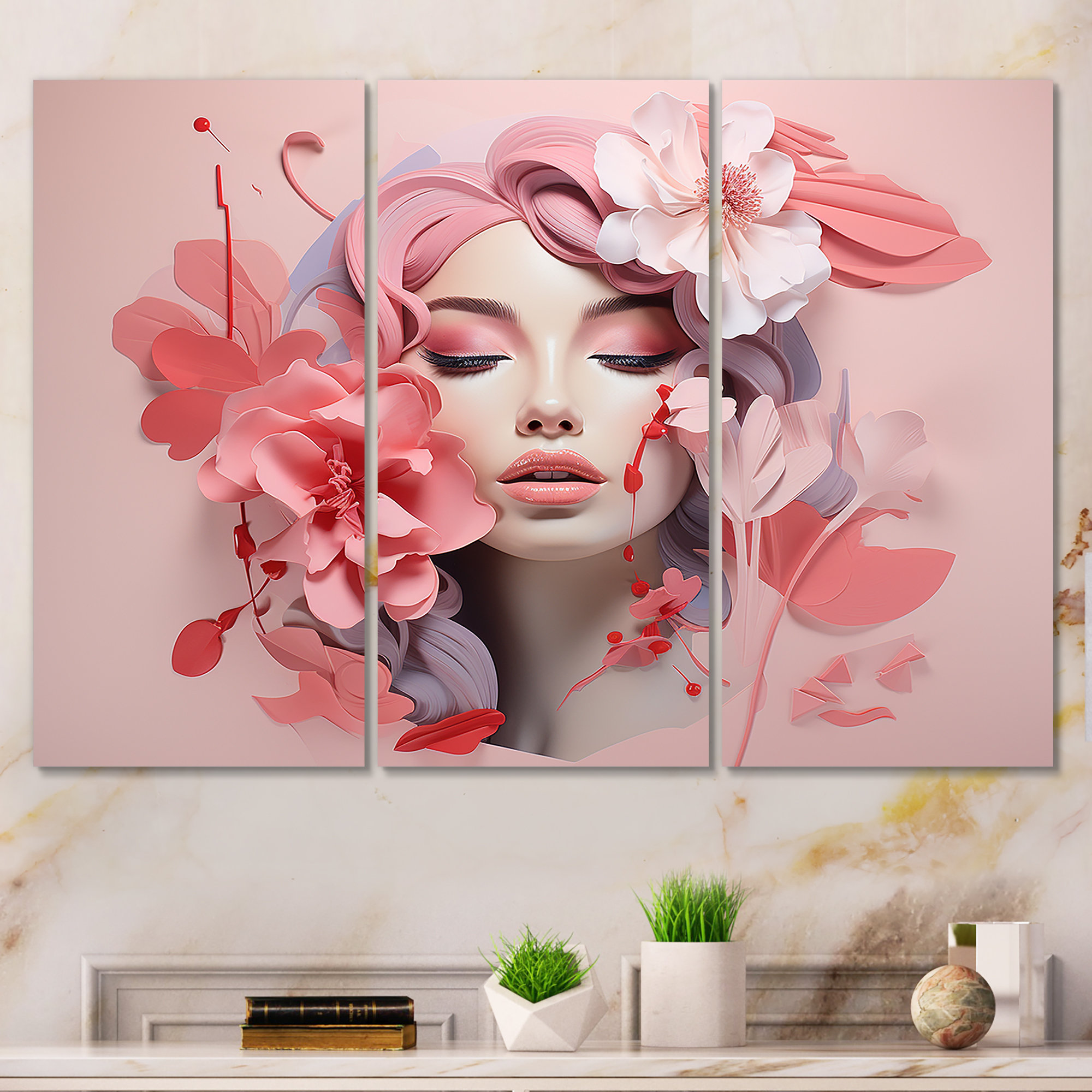 House of Hampton® Cubism Pink Pastel Tones Woman Portrait I - Fashion ...