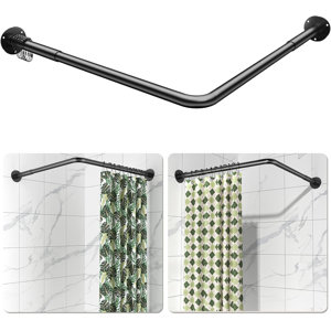 YINXIER 37.4" Adjustable L-Shaped Fixed Shower Curtain Rod & Reviews ...