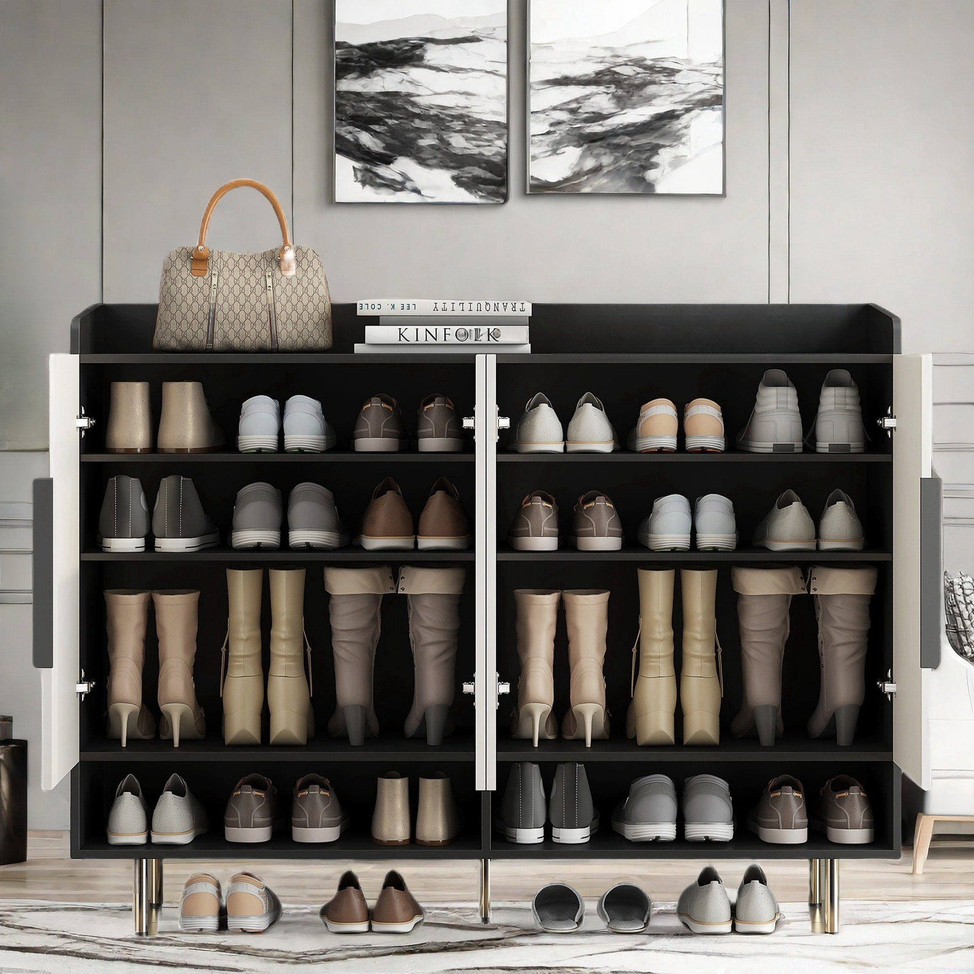 Everly Quinn 24 Pair Shoe Storage Cabinet | Wayfair