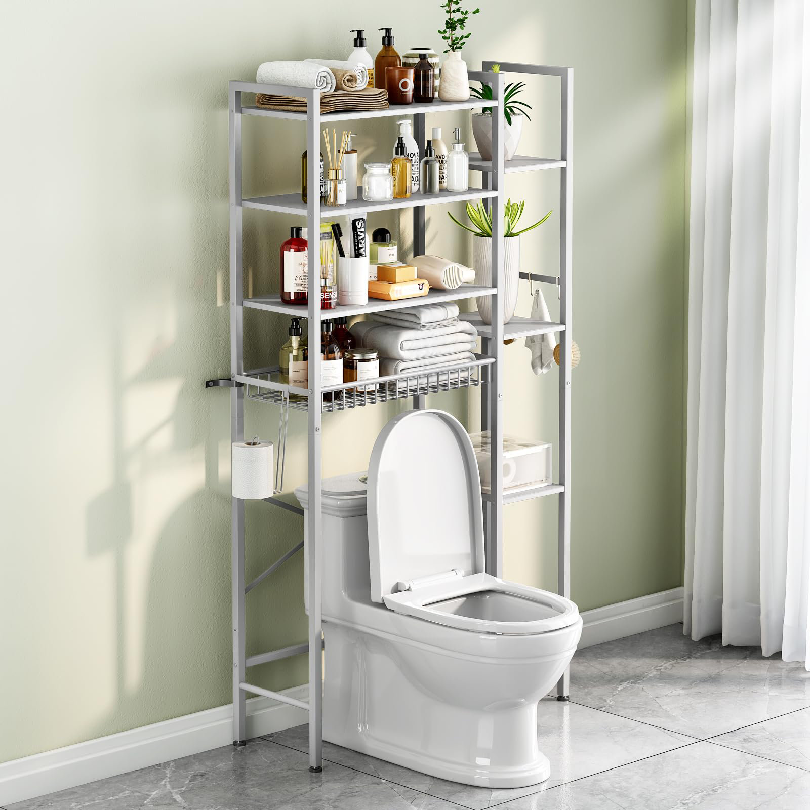 17 Stories Over The Toilet Storage With Side Rack, Over Toilet Storage ...
