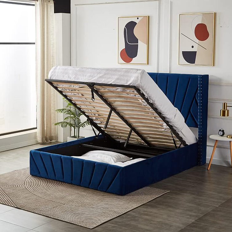 Latitude Run® Upholstered High Headboard Storage Bed w/Hydraulic Gas ...