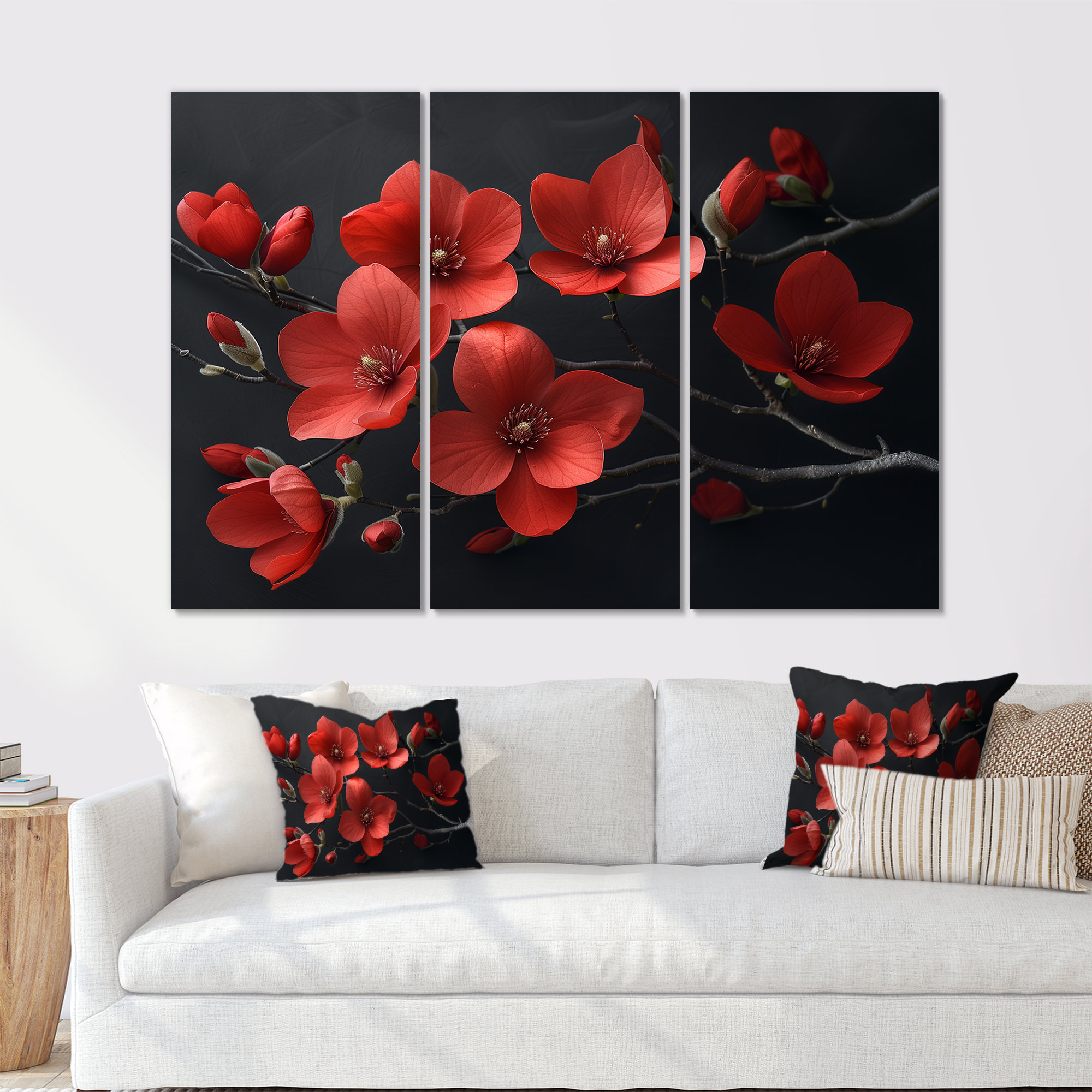 Design Art Red Black Garden Glamour Magnolias Photo I - Magnolias Wall ...