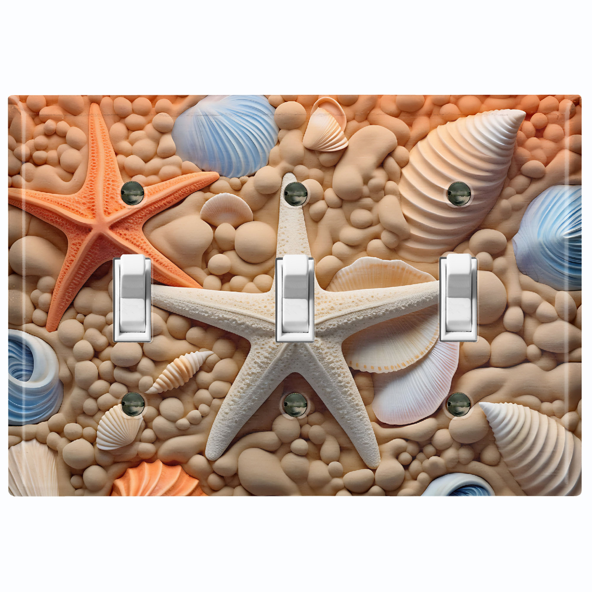 WorldAcc Ocean Orange Sea Shell Star Fish Nature Themed 3 - Gang Toggle ...