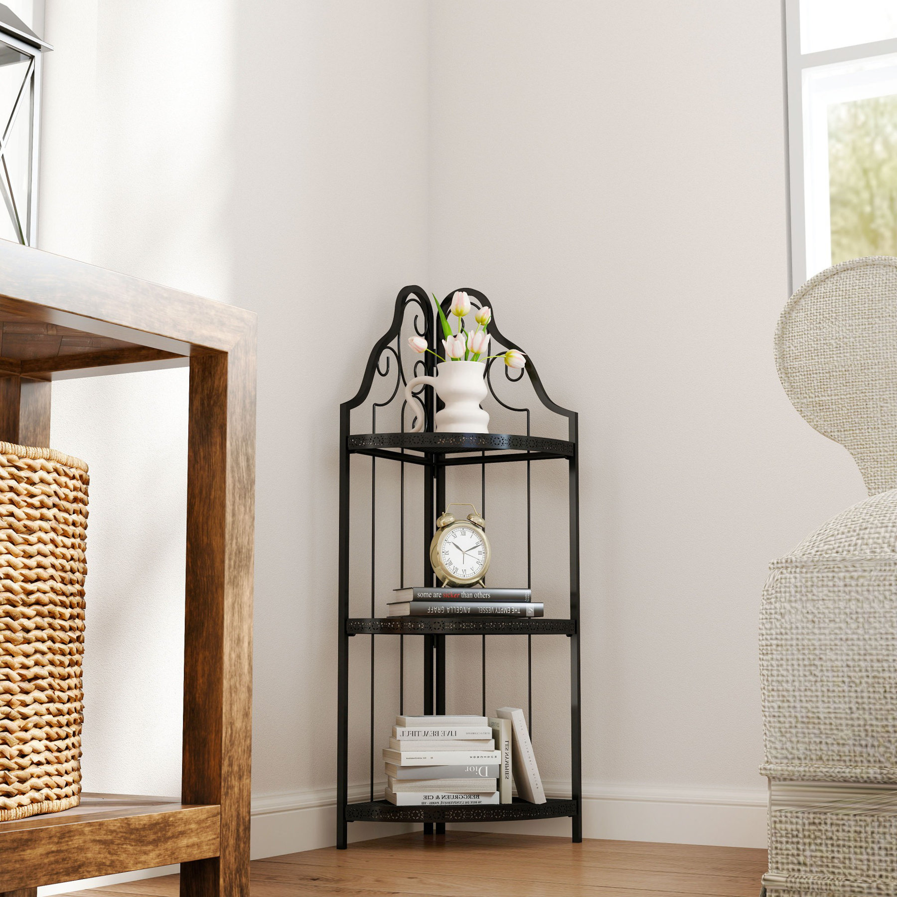 Red Barrel Studio® 3-Tier Corner Open Shelf,Bookcase Freestanding ...