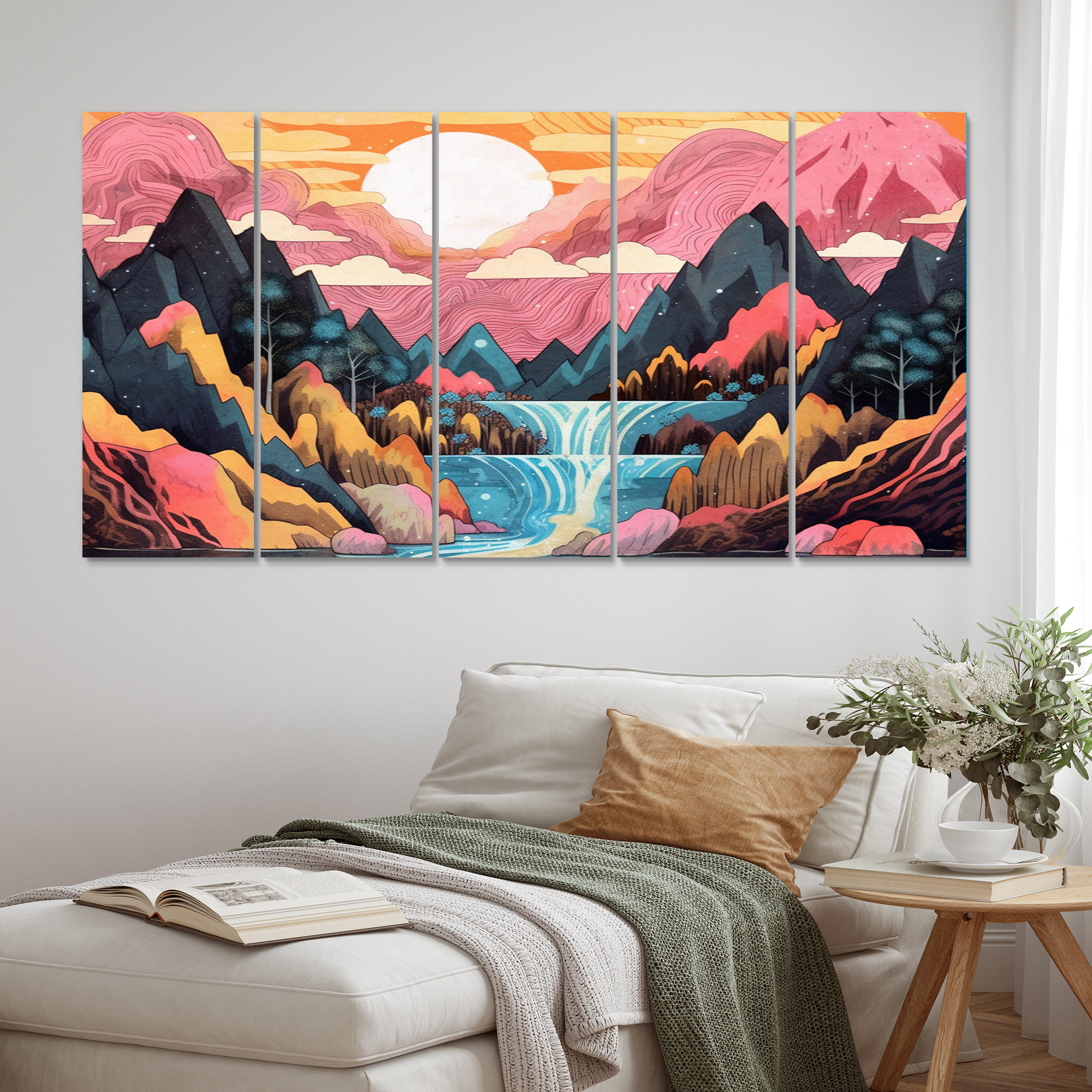 Millwood Pines Fiery Mountain Skies III - Abstract Landscape Canvas Art ...