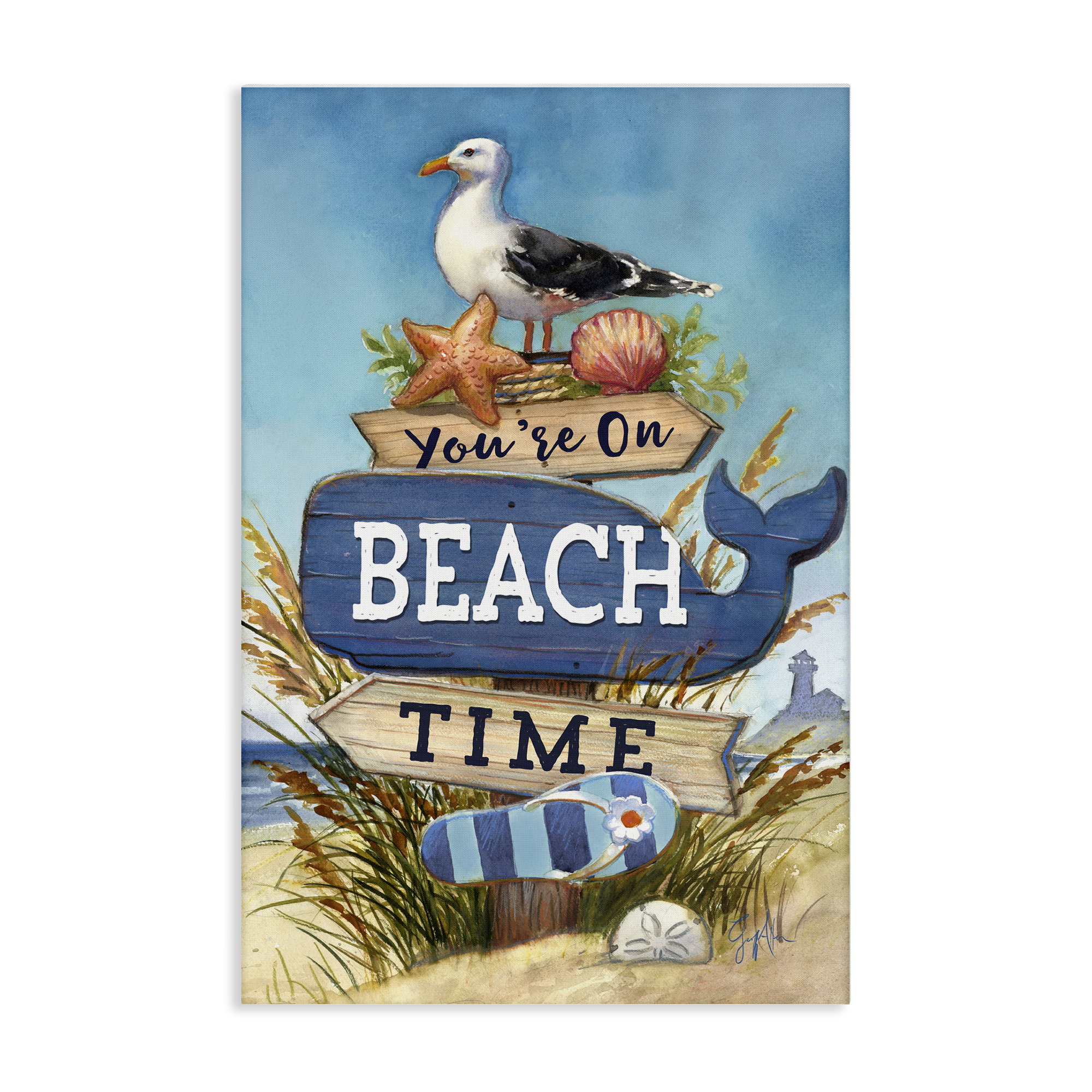Highland Dunes On Beach Time Sign Canvas Wall Art by Geoff Allen | Wayfair