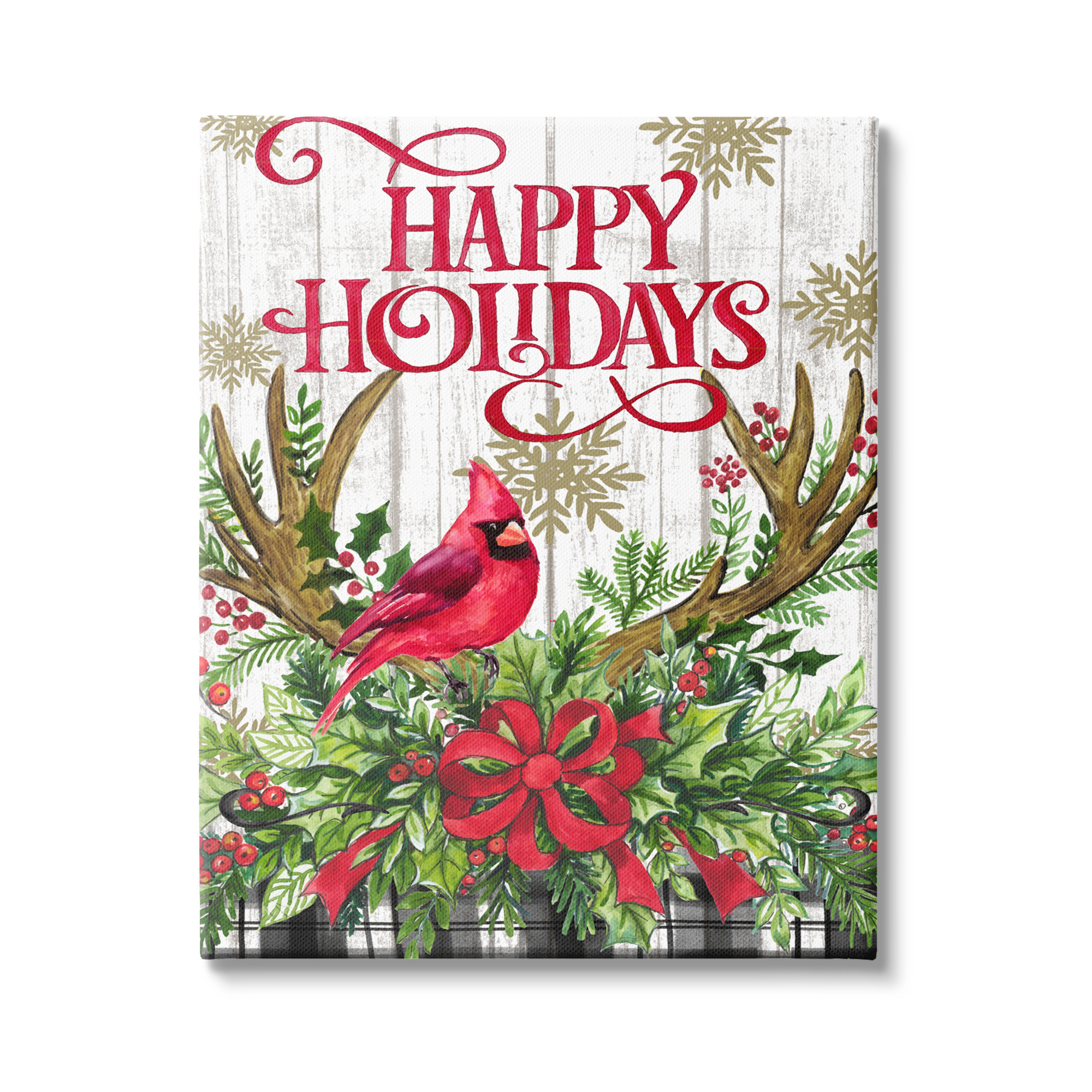 The Holiday Aisle® Happy Holidays Cardinal Canvas Wall Art by Elena ...
