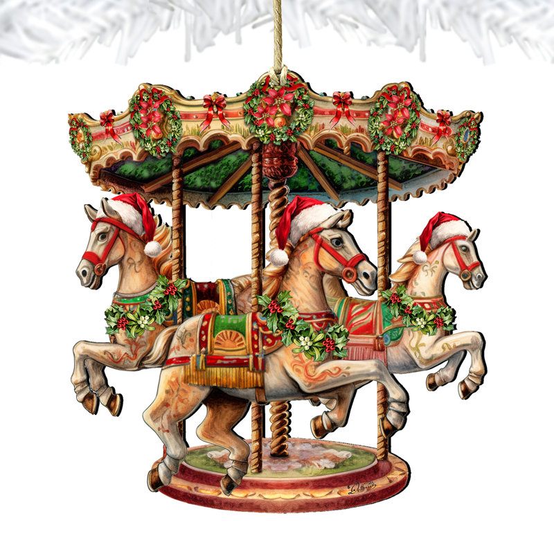 Designocracy Christmas Carousel Wooden Ornament by G. Debrekht | Wayfair