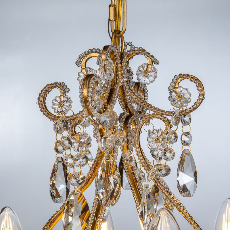 House of Hampton Markees 4-lights Antique Gold Candlestick Chandelier ...