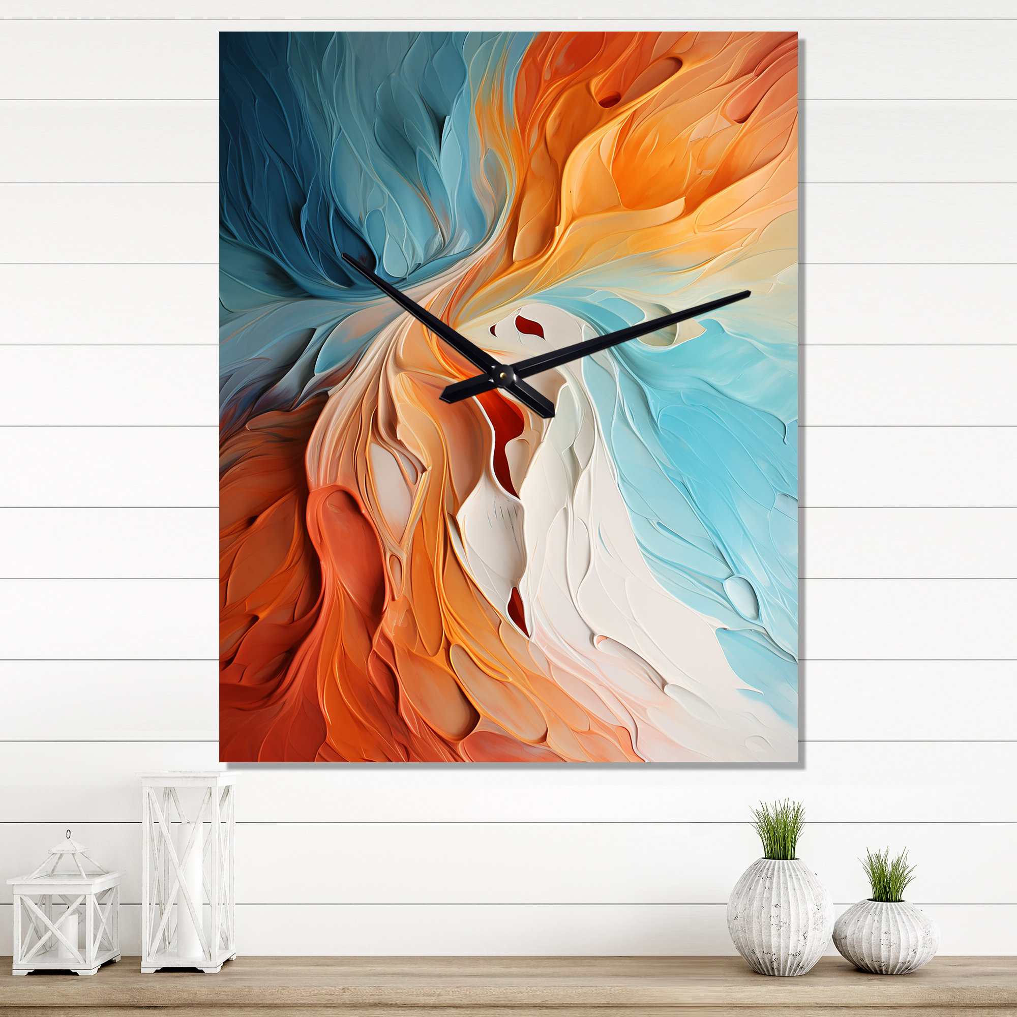 Design Art Teal Orange Bold Abstract Flow Collage I - Abstract Collages ...