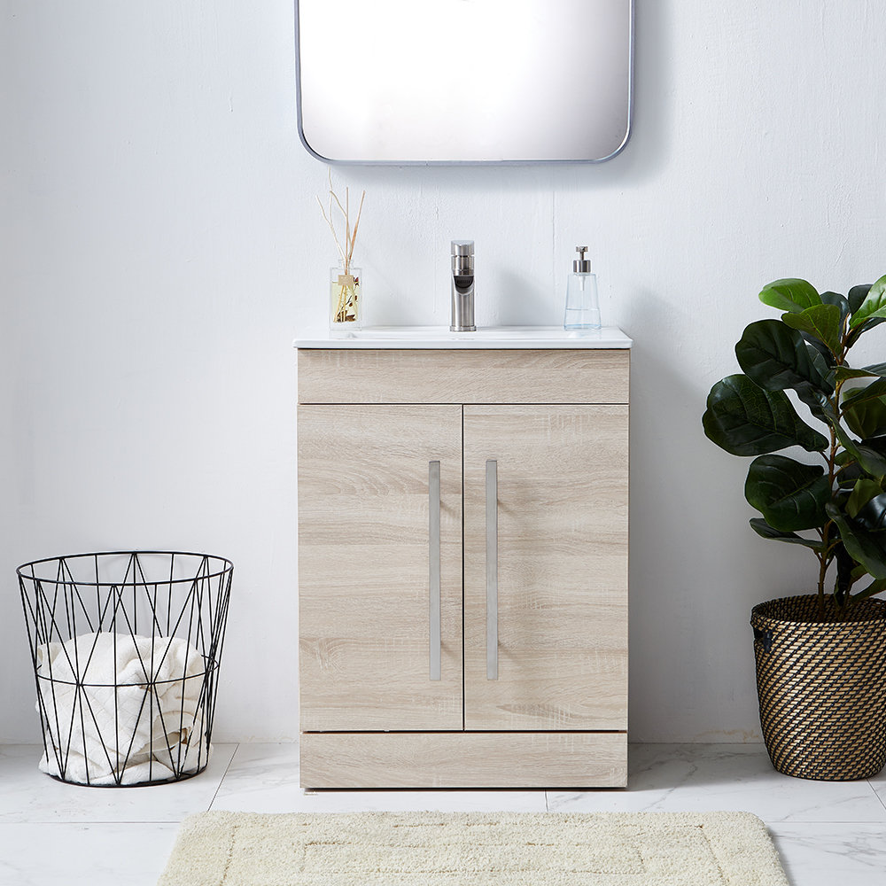 Ebern Designs Quinnlyn 24" Danube Wood Grain Country Free-standing 2 ...