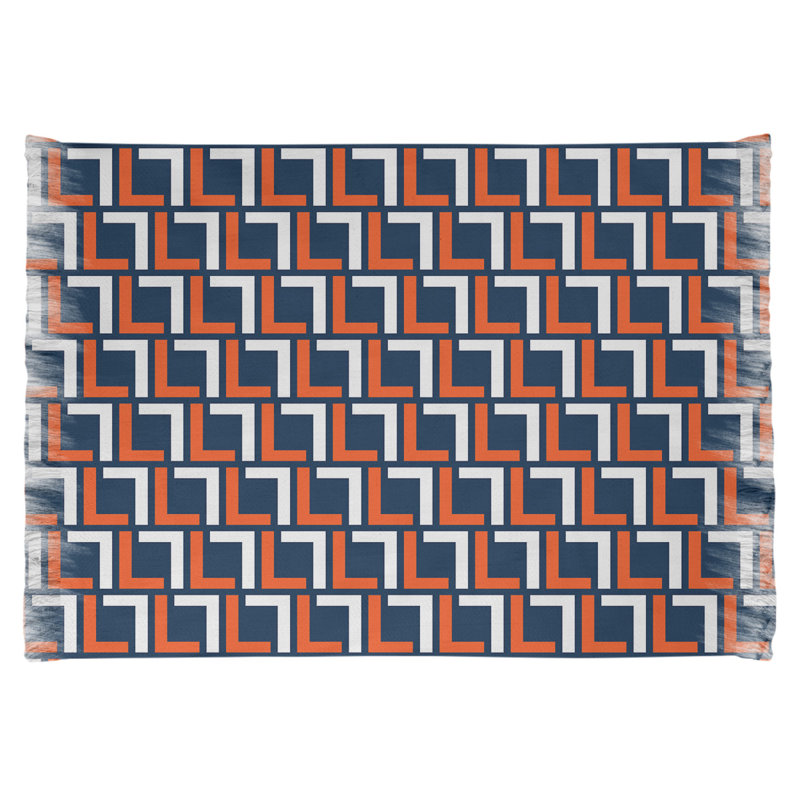 East Urban Home Geometric Handmade Blue/Orange Area Rug | Wayfair