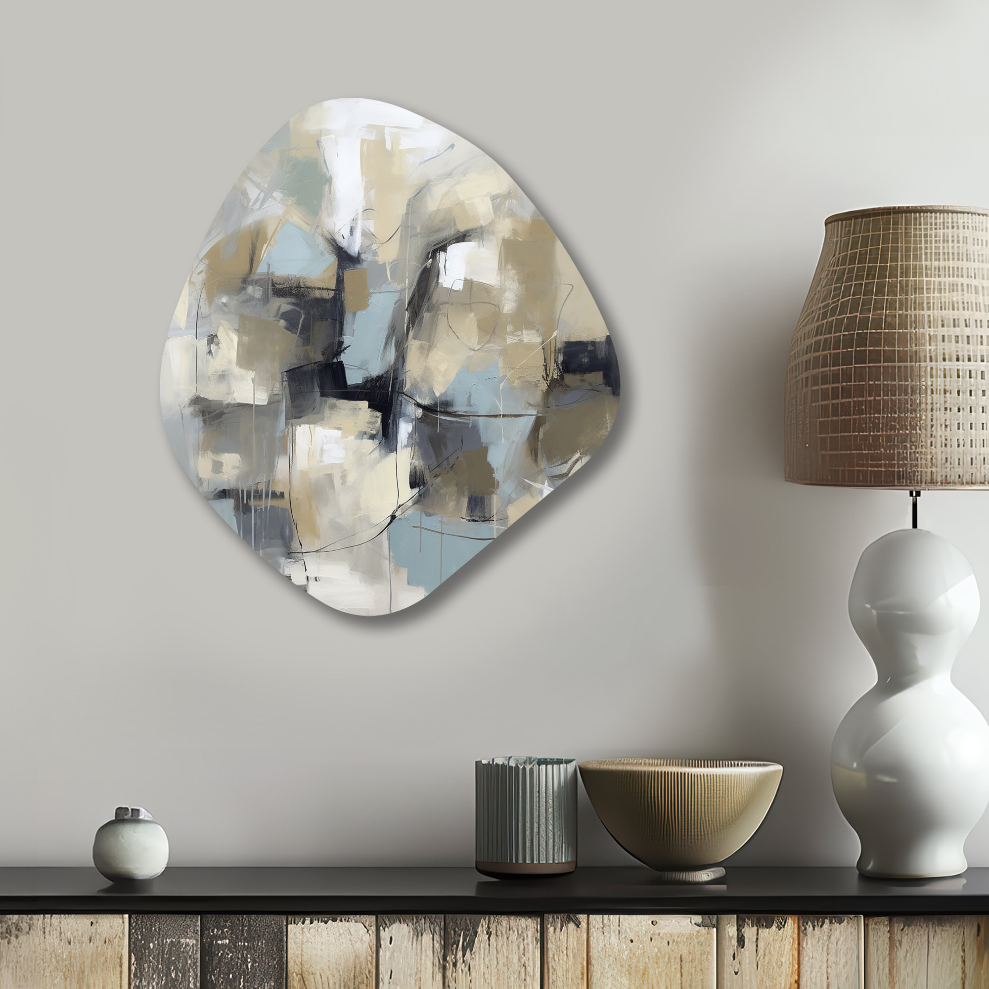 Design Art Beige And Grey Unbounded Creativity I - Abstract Painting ...