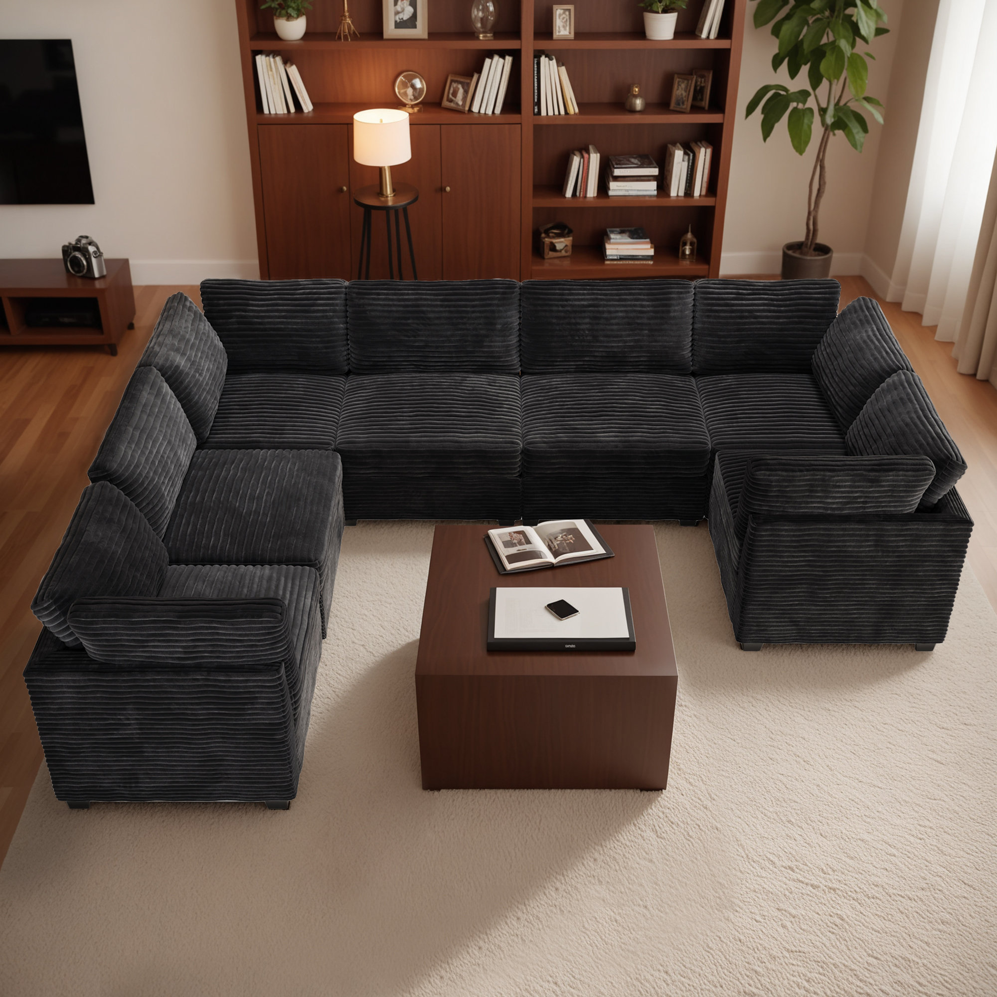 Mercer41 130'' Large U-shaped Modular Sectional Couch, Modern ...