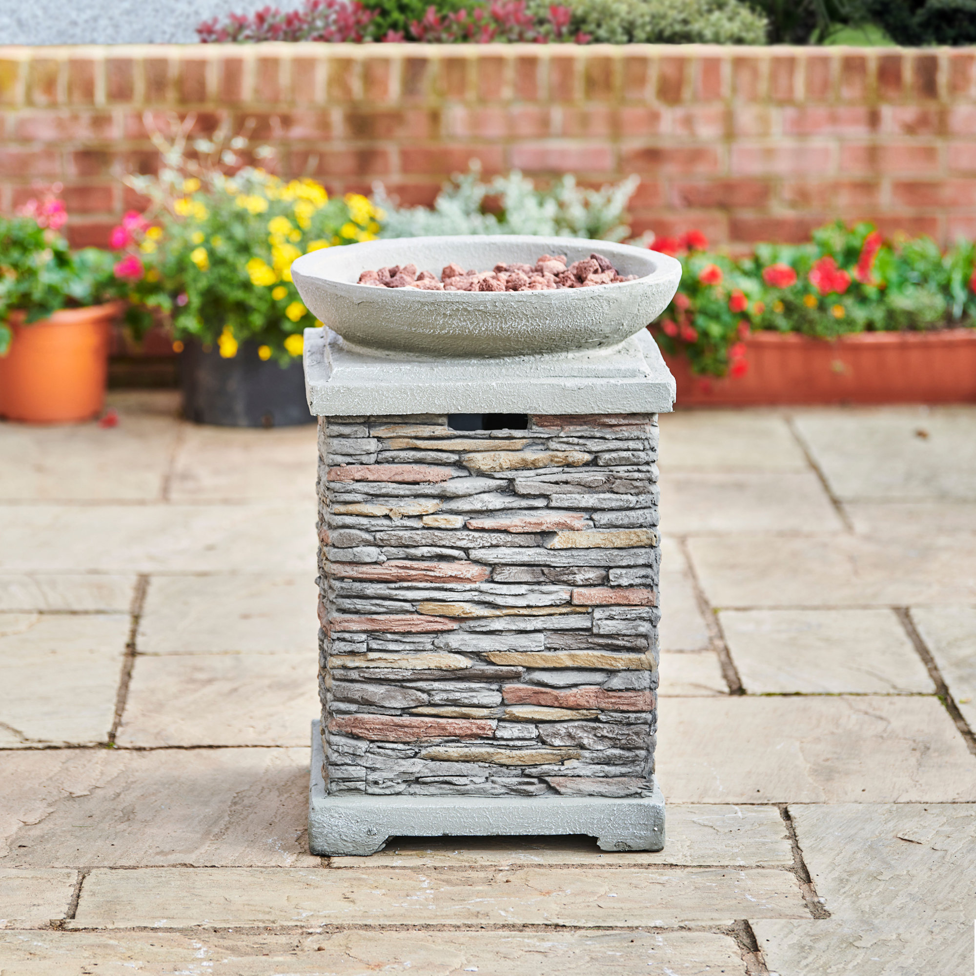 Teamson home 74Cm H x 50Cm W Concrete Propane Outdoor Fire Pit ...