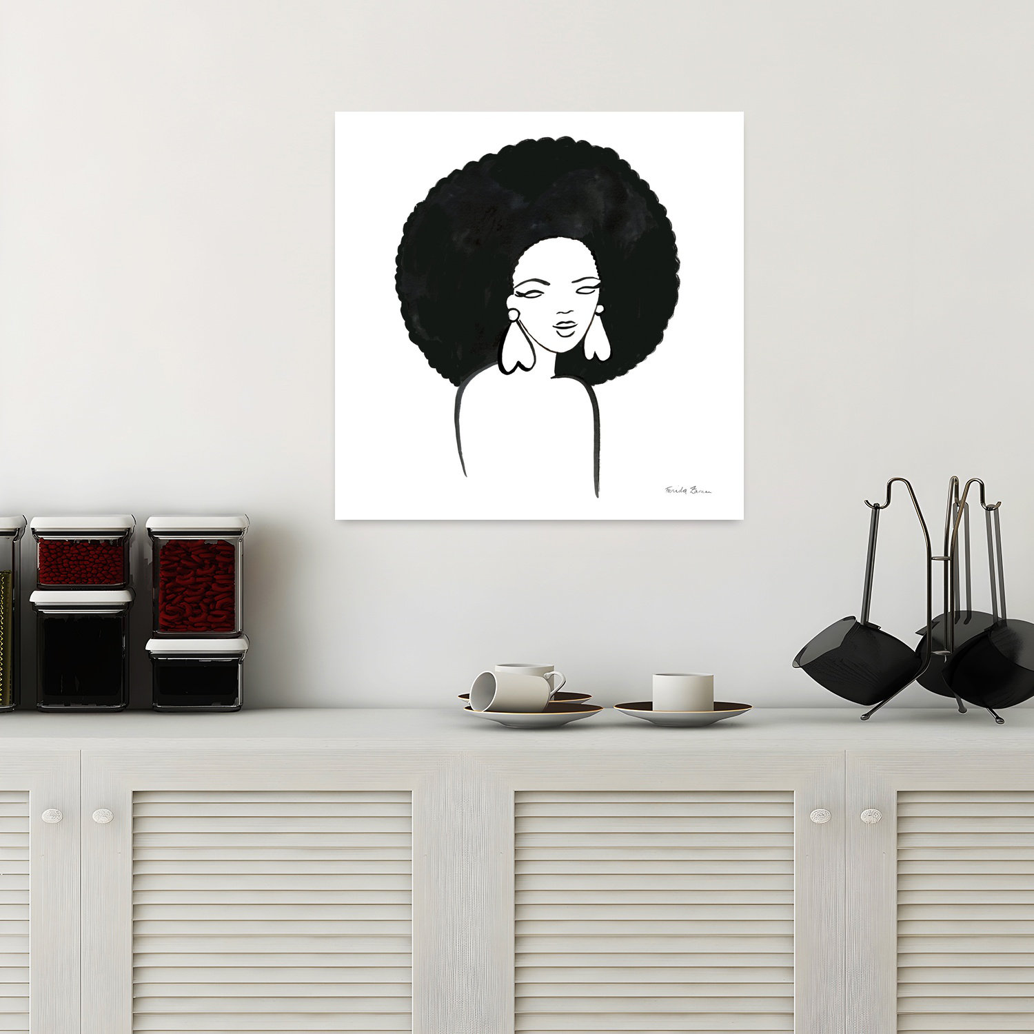 Dakota Fields Contemporary Afro Girl I With African Women Afro Art ...