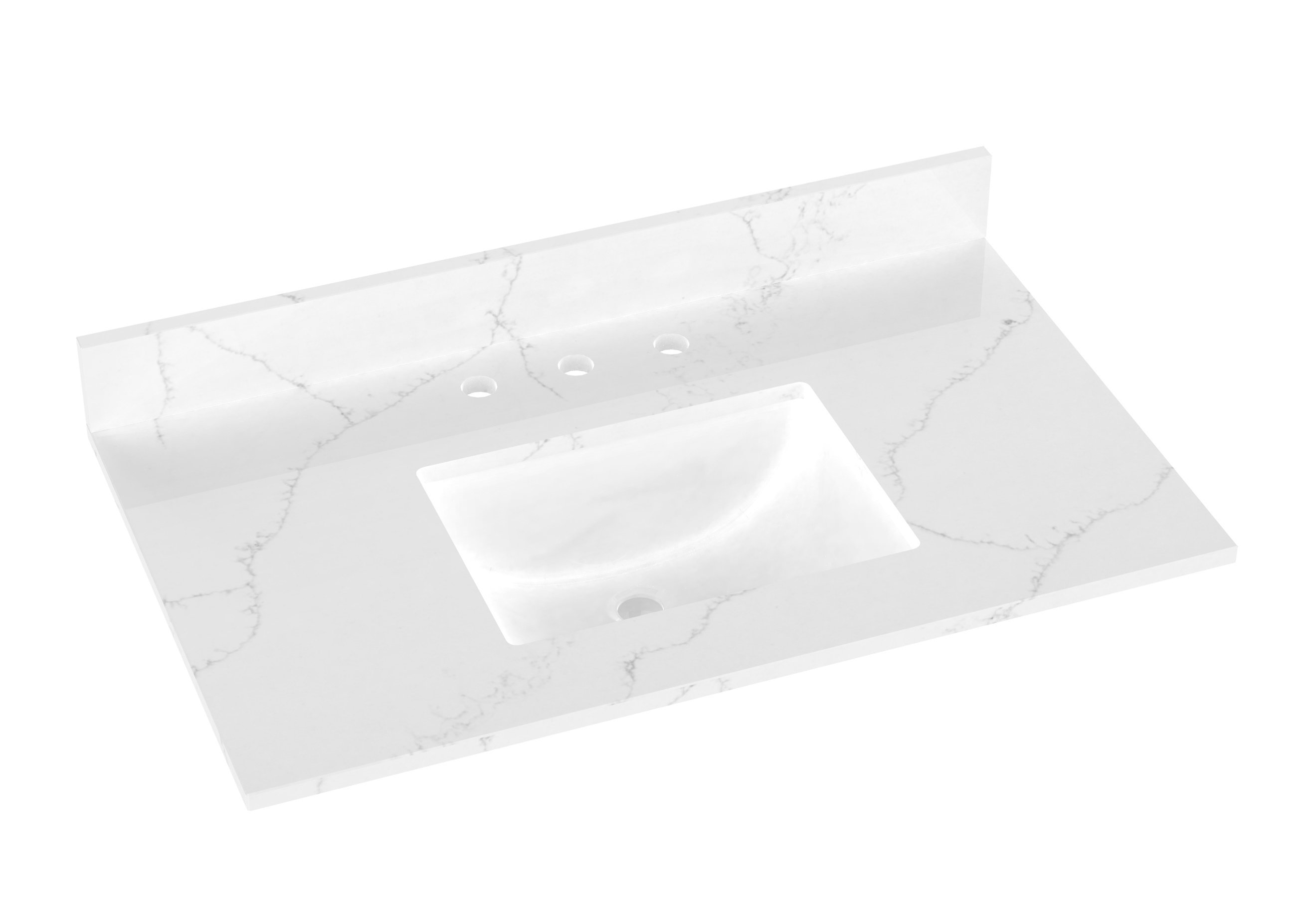 Winette Plateau de meuble-lavabo simple 37 po en quartz avec lavabo et ...