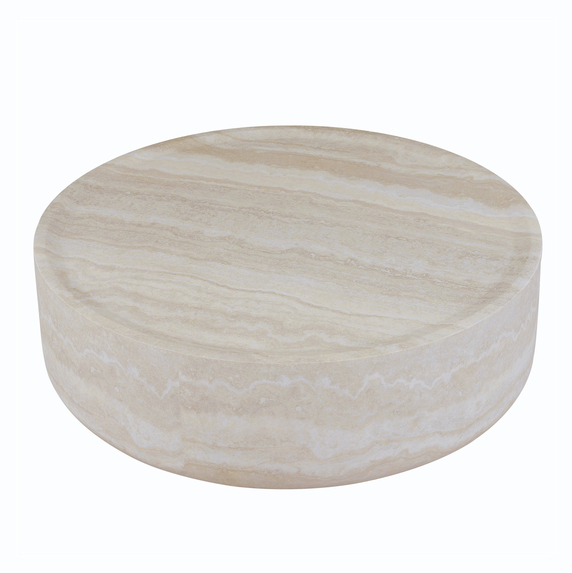 Orren Ellis 35.43'' Faux MARS Pattern Coffee Tables for Living Room Round Tea Faux Travertine ...