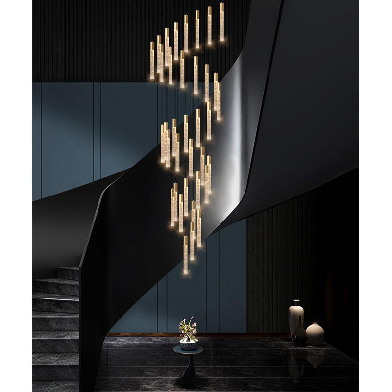 Everly Quinn Hesky 36 - Light Geometric LED Chandelier with Crystal ...