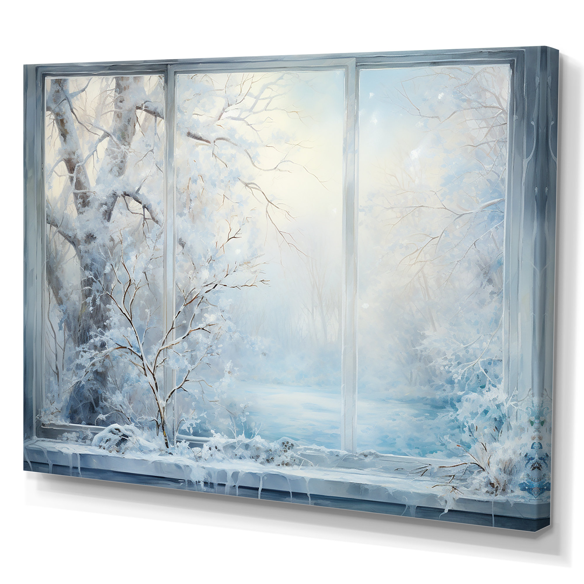 Winston Porter Winter River Window View IV - Winter Landscape Wall Art ...