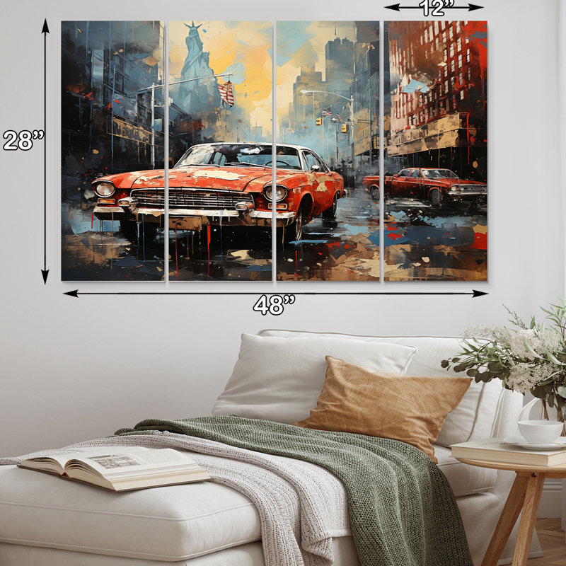 Williston Forge Vintage Car Collage - Retro Car Metal Wall Decor Set ...